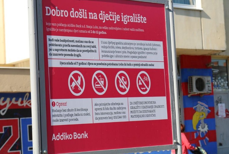 Addiko banka finansirala izgradnju dječijeg igrališta na Starčevici