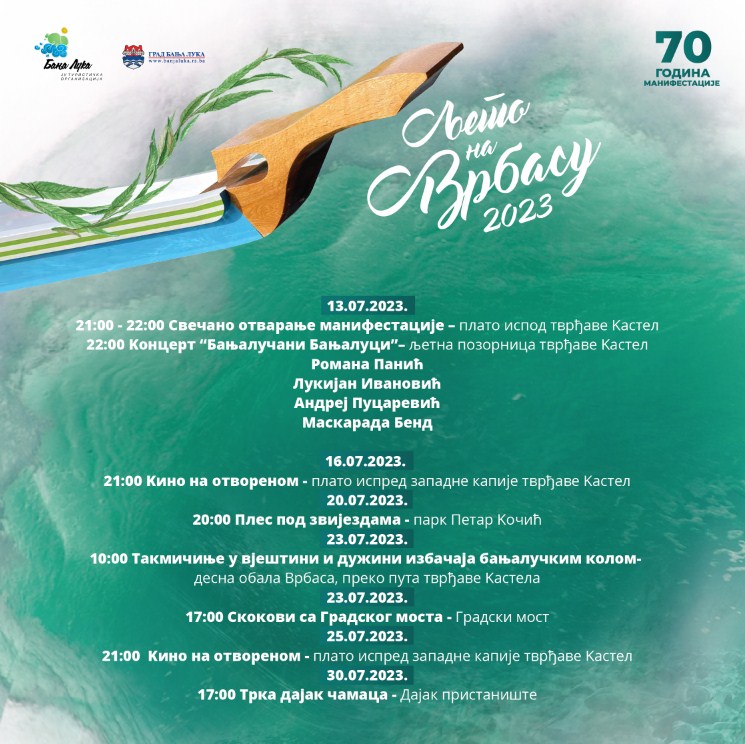 Otvorena manifestacija “Ljeto na Vrbasu“: Bogat program u narednim danima