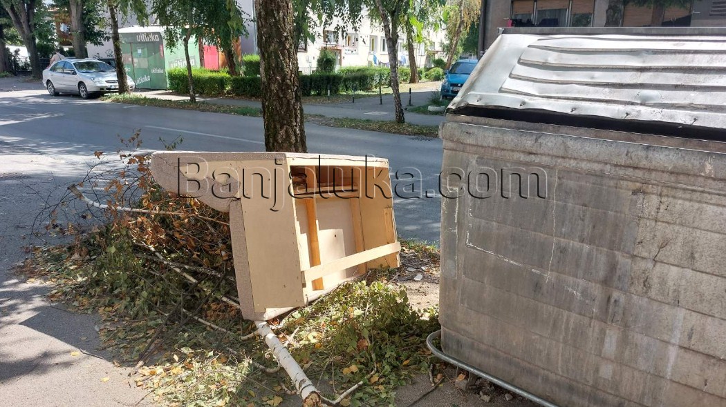 Obilićevo: Kontejneri prazni, a pored njih stari namještaj i grane (Foto)